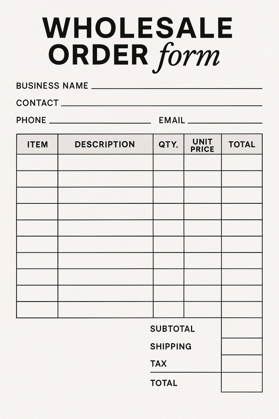 How to Make a Wholesale Order Form